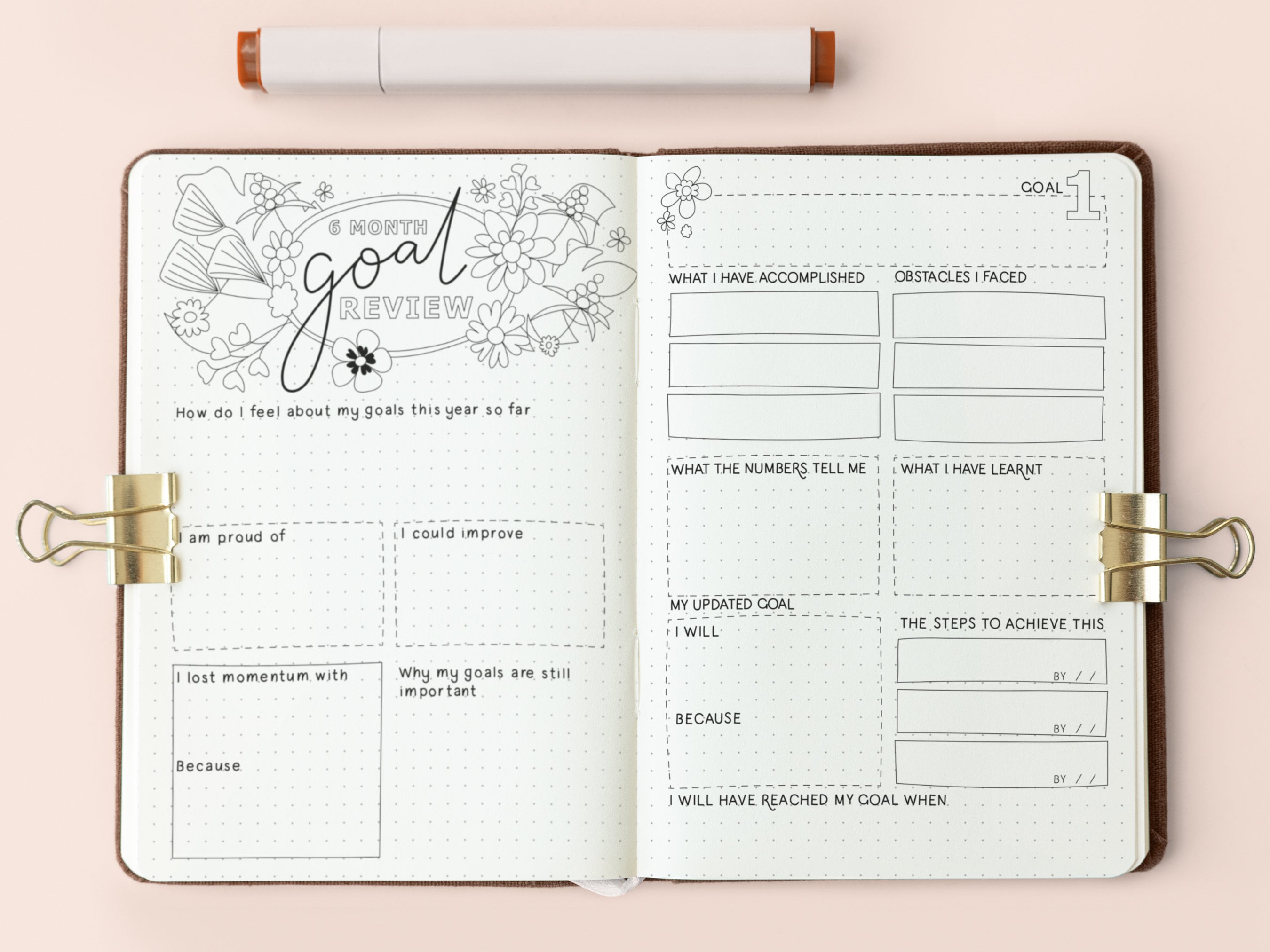 GOAL SETTING & REVIEW Printable Bullet Journal Template - Etsy