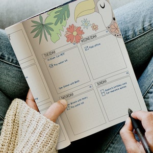 WEEKLY CALENDAR SPREADS Toucan Theme Printable Bullet Style Journal ...