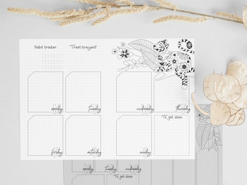 WEEKLY CALENDAR SPREADS Tiger Theme Printable Bullet - Etsy