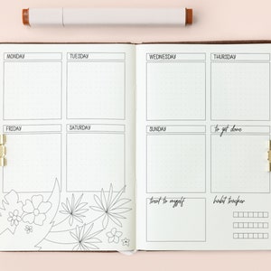 WEEKLY CALENDAR SPREADS Toucan Theme Printable Bullet Style Journal ...