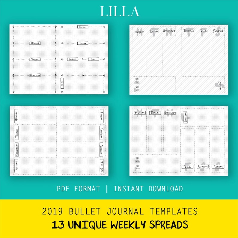 Printable Weekly Spread Templates | 2026 Bullet Style Journal Starter ...