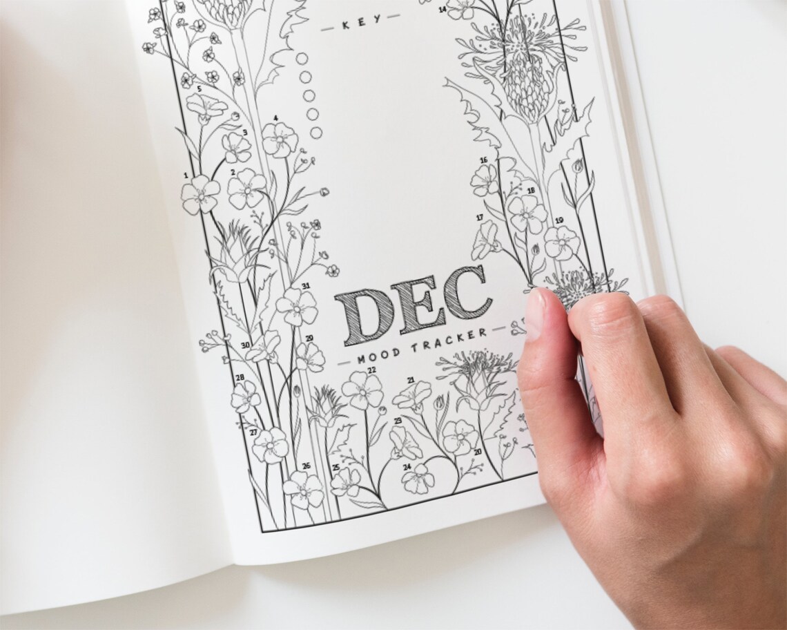 MONTHLY MOOD TRACKER Printable Bullet Journal Templates | Etsy