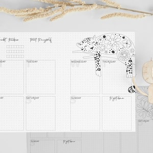 WEEKLY CALENDAR SPREADS Leopard Theme Printable Bullet Style Journal ...