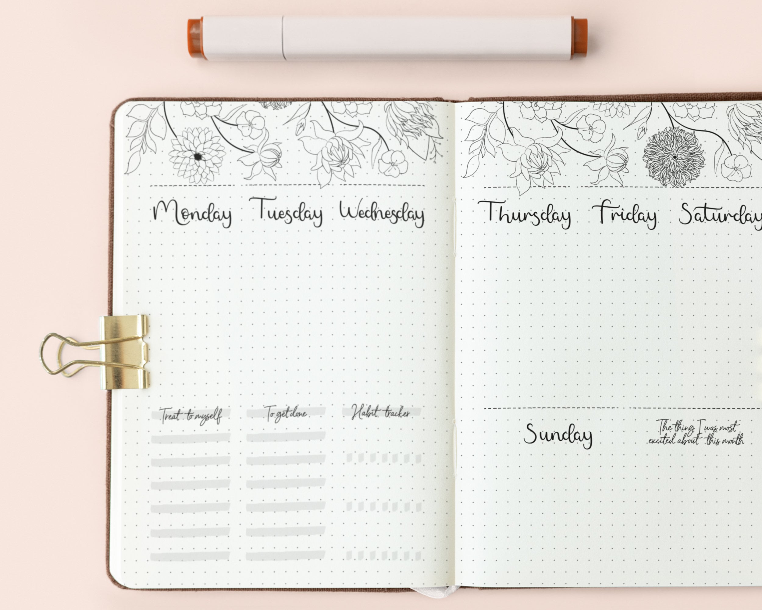 WEEKLY SPREADS for Bullet Style Journal Printable Templates - Etsy