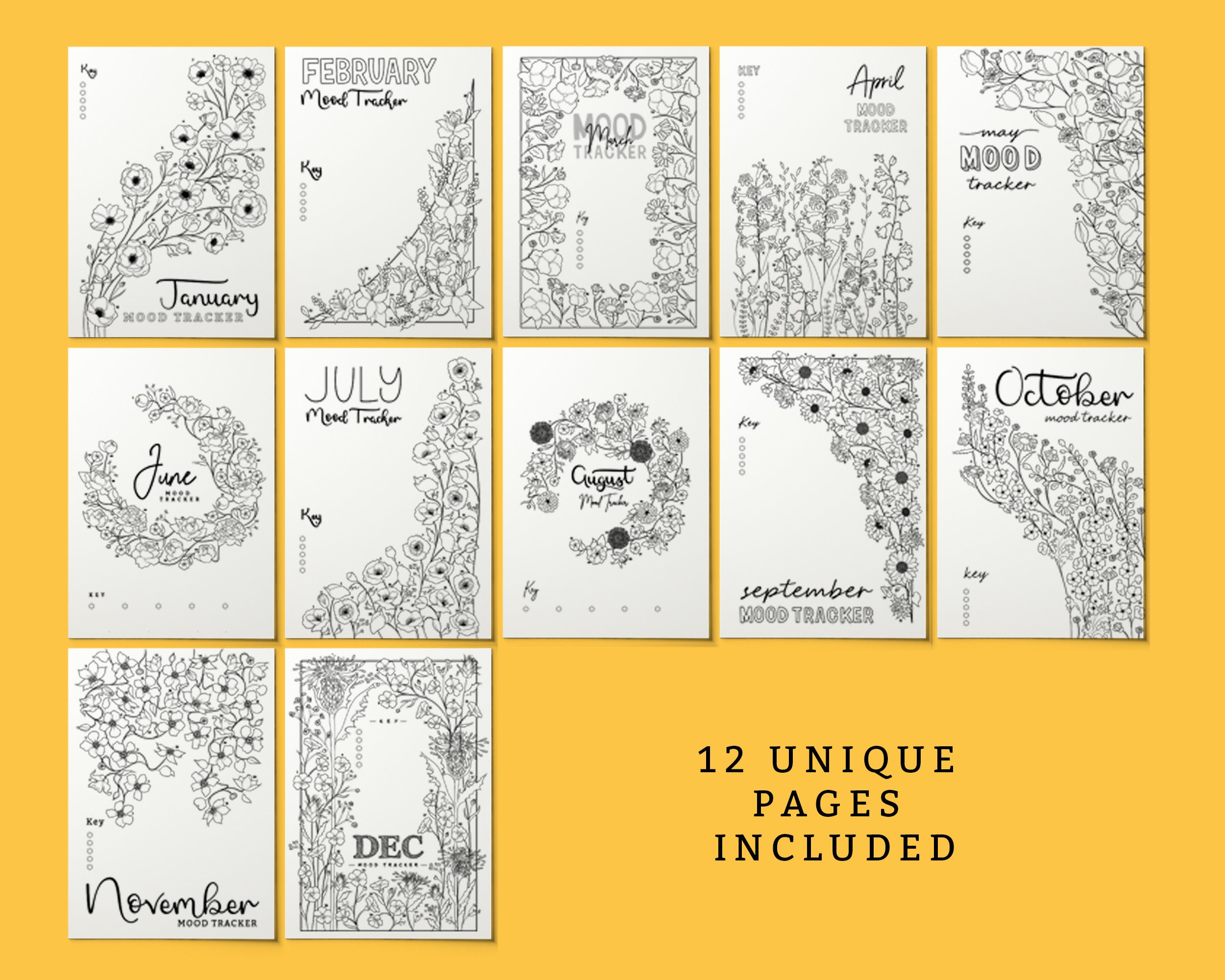 MONTHLY MOOD TRACKER Printable Bullet Journal Templates | Etsy