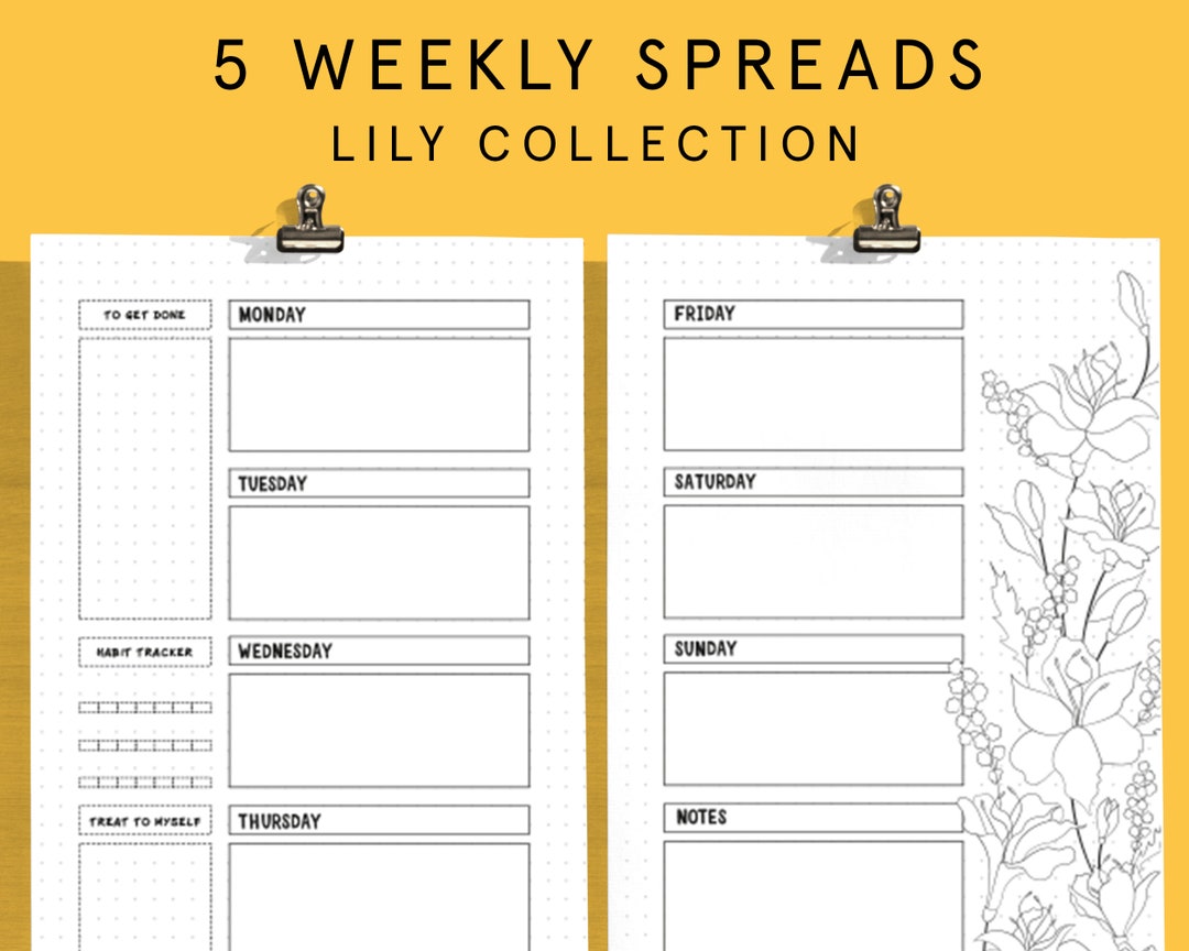 WEEKLY SPREADS for Bullet Style Journal | Printable Planner Insert ...