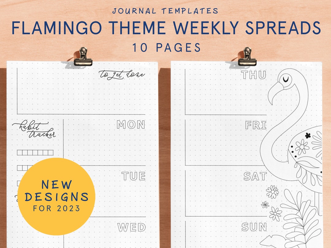 WEEKLY CALENDAR SPREADS | Flamingo Theme | Printable Bullet Style ...