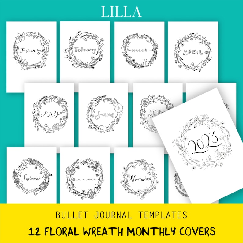 Bullet Style Journal Templates Printable Monthly Covers - Etsy UK