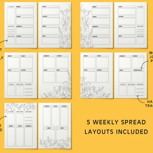 WEEKLY SPREADS for Bullet Style Journal | Printable Planner Insert ...