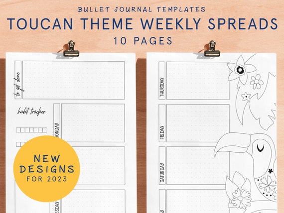 WEEKLY CALENDAR SPREADS Toucan Theme Printable Bullet - Etsy