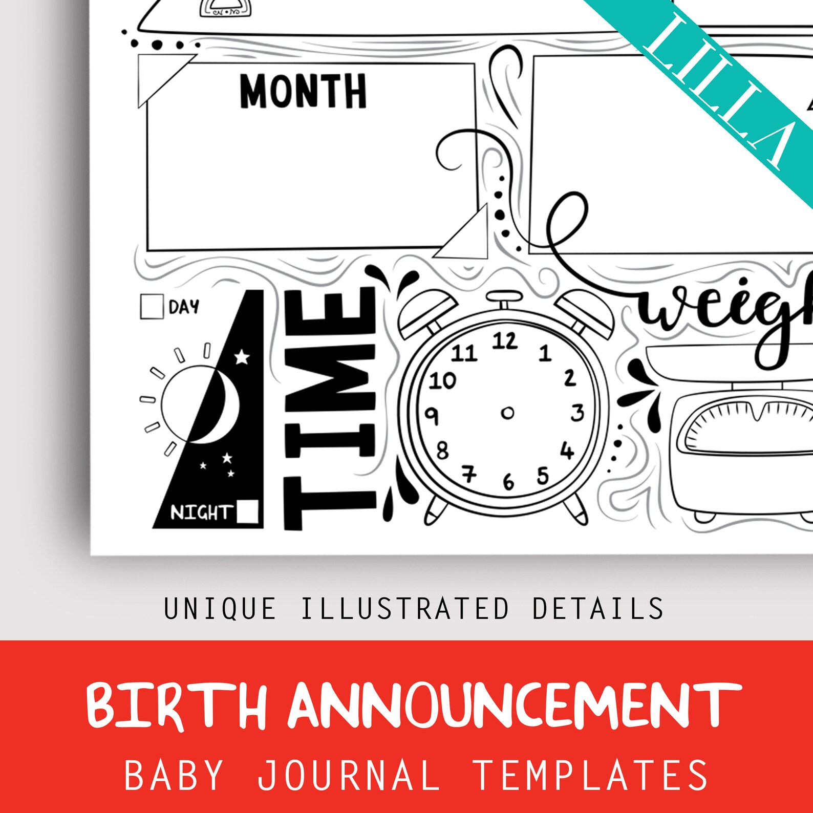 Printable Birth Announcement Baby Memory Book Template - Etsy