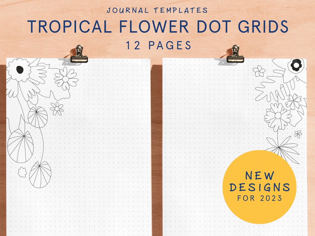 TROPICAL DOT GRIDS | Printable Bullet Style Journal Template Pages ...