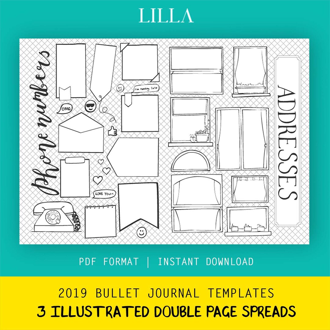 Address Book Template Printable Collections Pages Bullet Style Journal ...