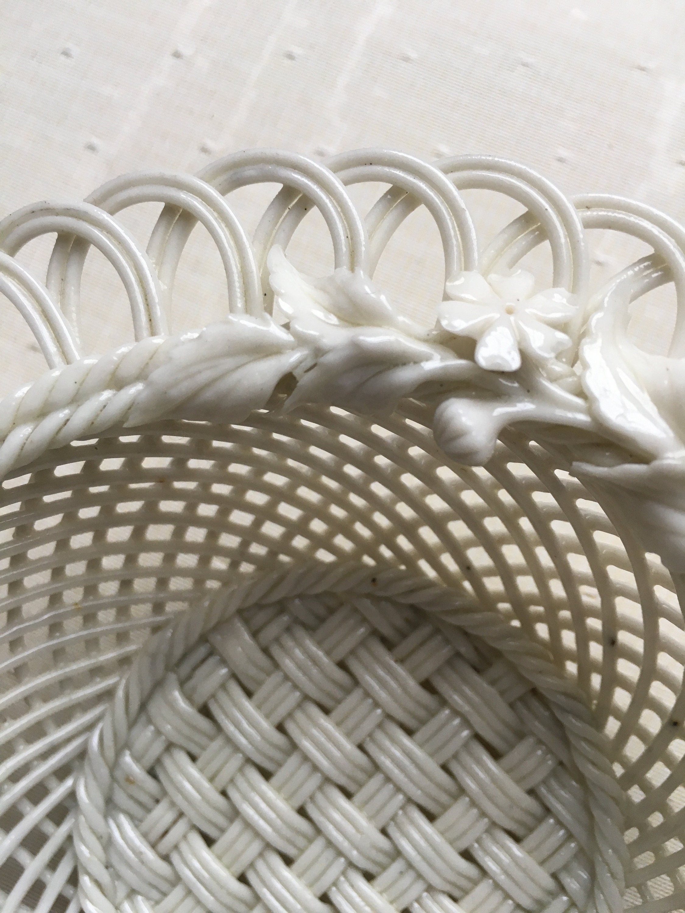 Antique Beleek Basket Weave Bowl - Etsy