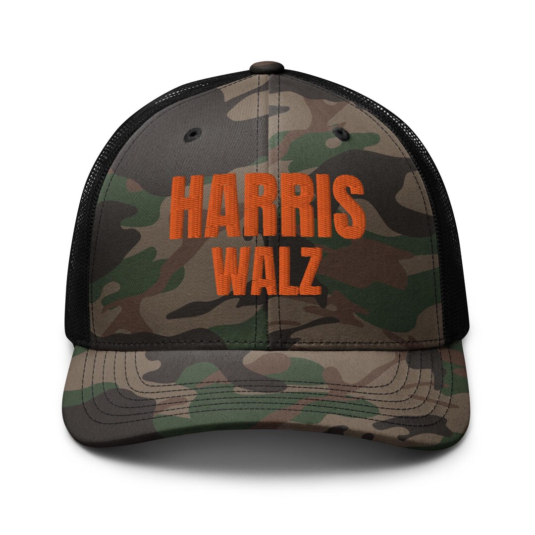Kamala Harris Tim Walz Camo Camouflage Hat With Orange Lettering - Etsy