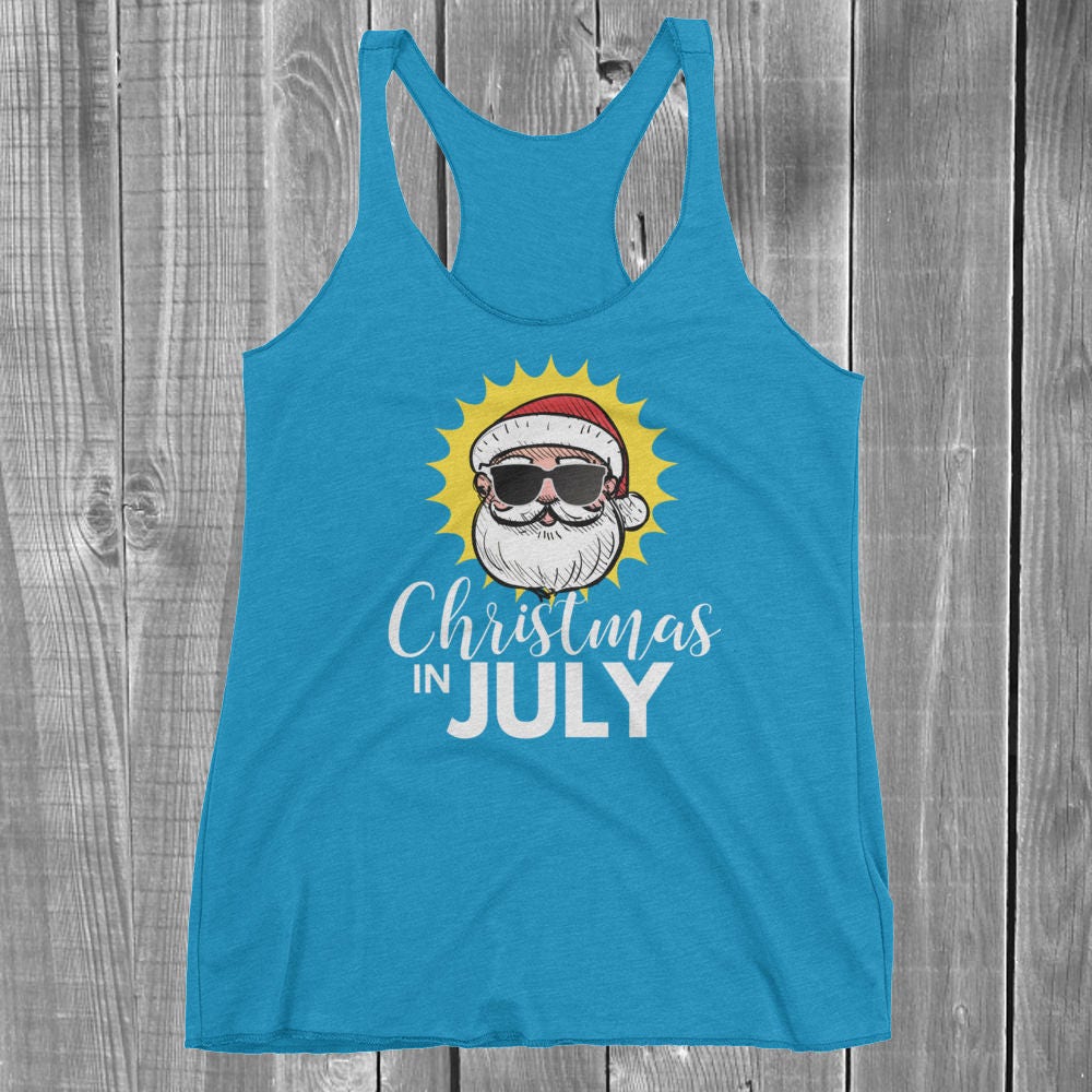Women's Christmas in July Tank Top Shirt Santa With - Etsy