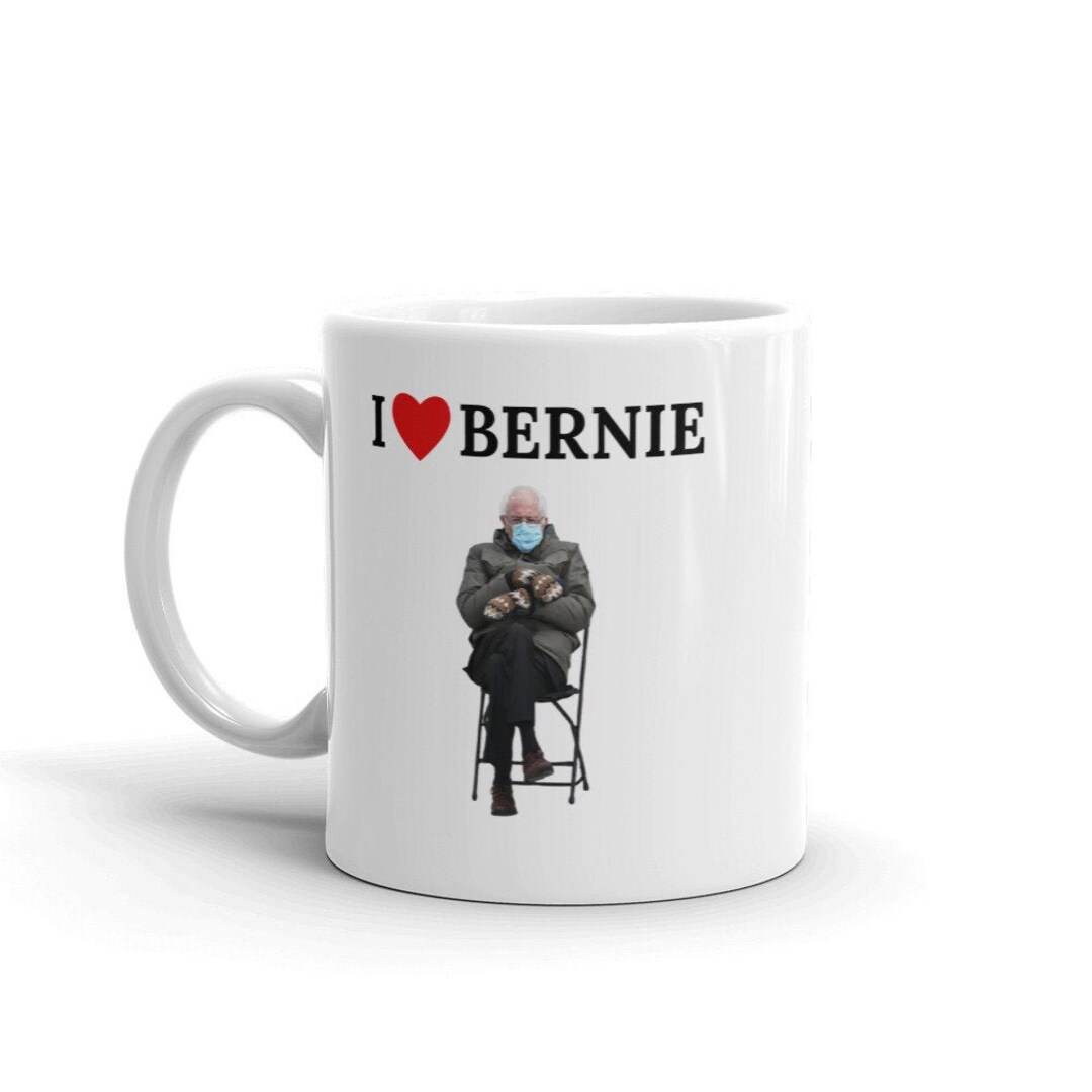 Bernie Sanders Chair Mittens Meme Inauguration I Love Bernie Coffee Mug ...