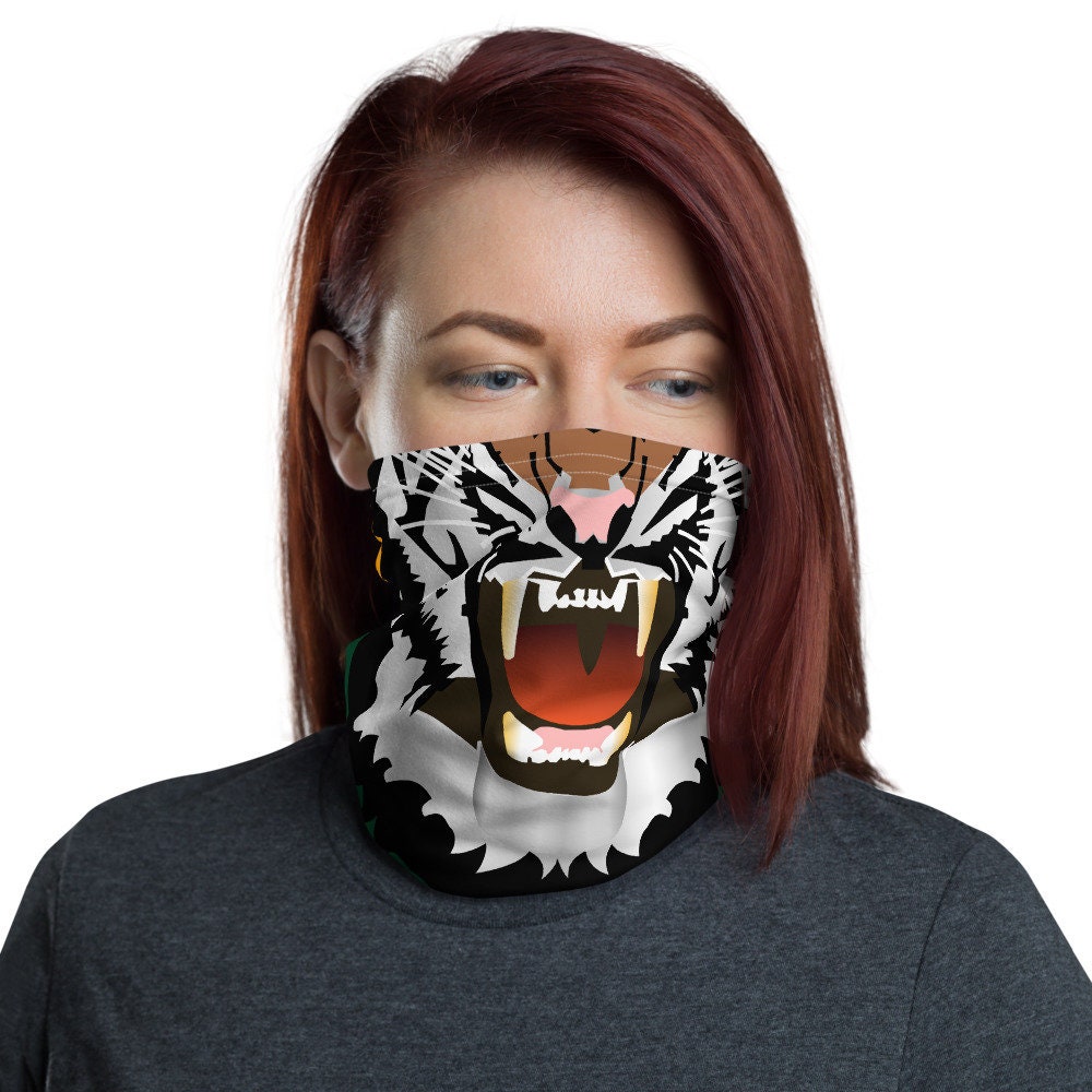 Tiger Face Fangs Teeth Face Mask Neck Gaiter Shield Social Distancing ...