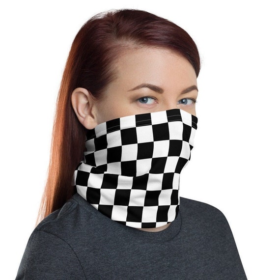 Checkered Checkerboard Pattern Face Mask Wind Neck Gaiter | Etsy