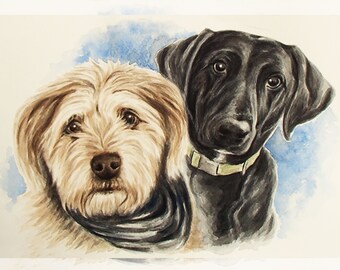 Two Dogs Painting - Etsy