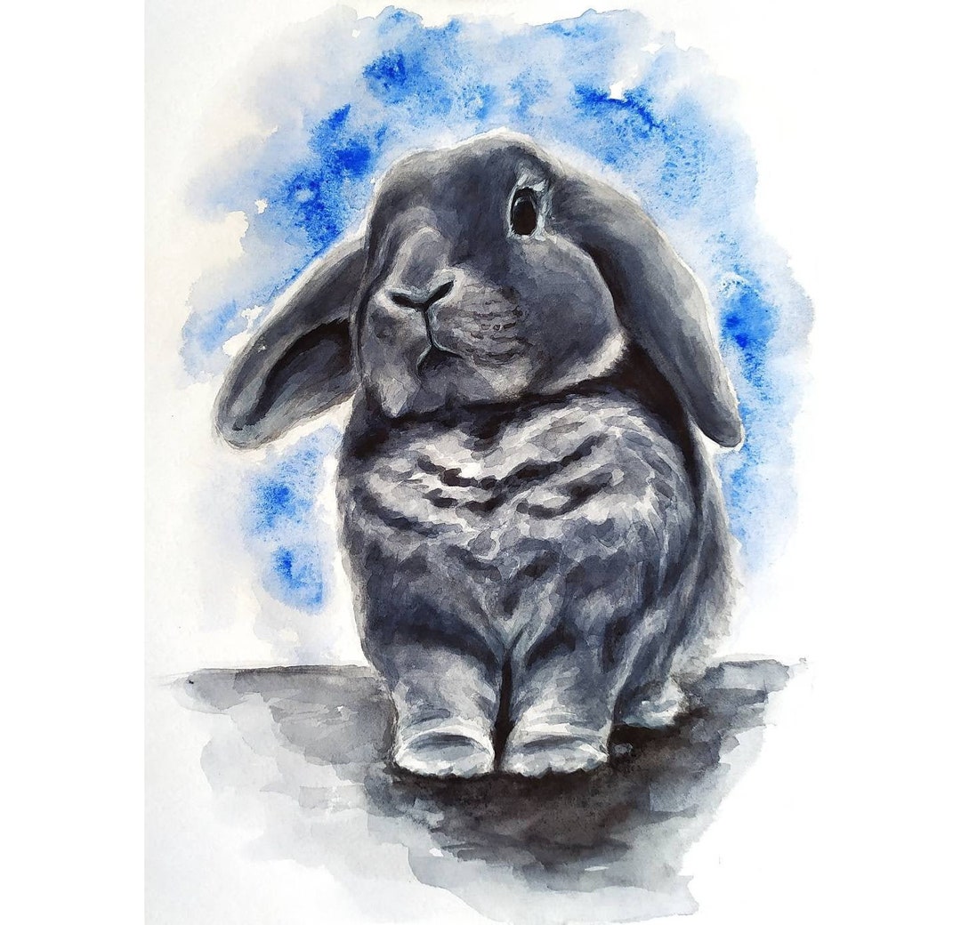 Custom Bunny Painting Custom Rabbit Owner Gift Bunny Home Decor Rabbit ...