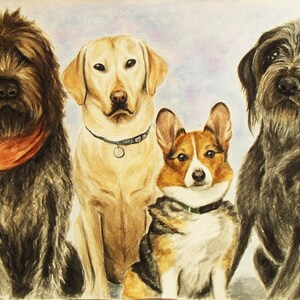 Custom Three Dogs Portrait From Photo Hand Painted Dog Owner Gift Dog ...