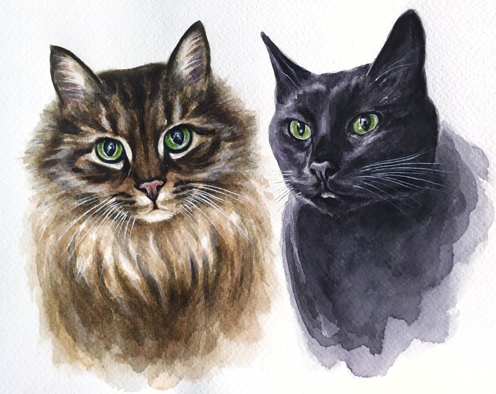 Custom Cats Portrait From Photo Cat Mom Gift Cat Dad Gift | Etsy