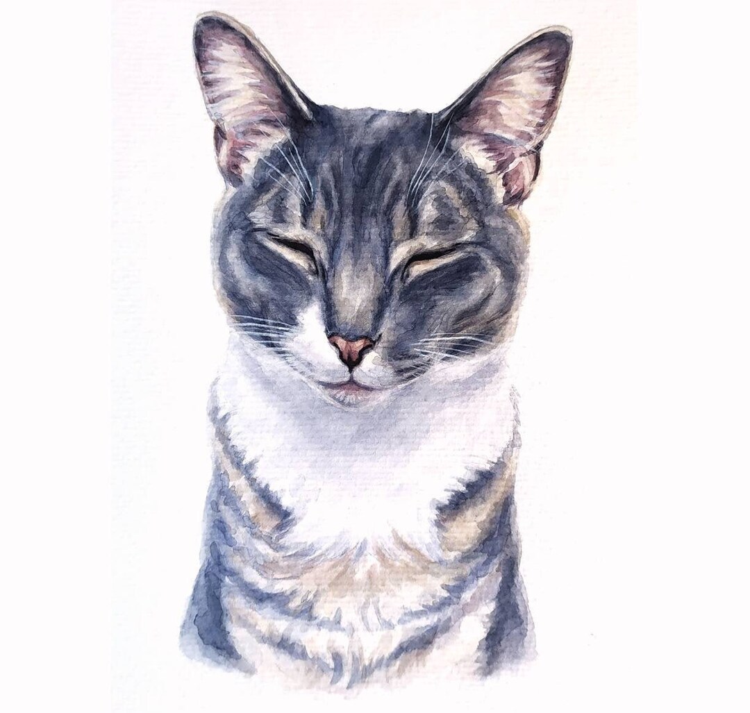 Custom Cat Painting From Photo Cat Mom Gift Cat Lover Gift Cat Memorial ...