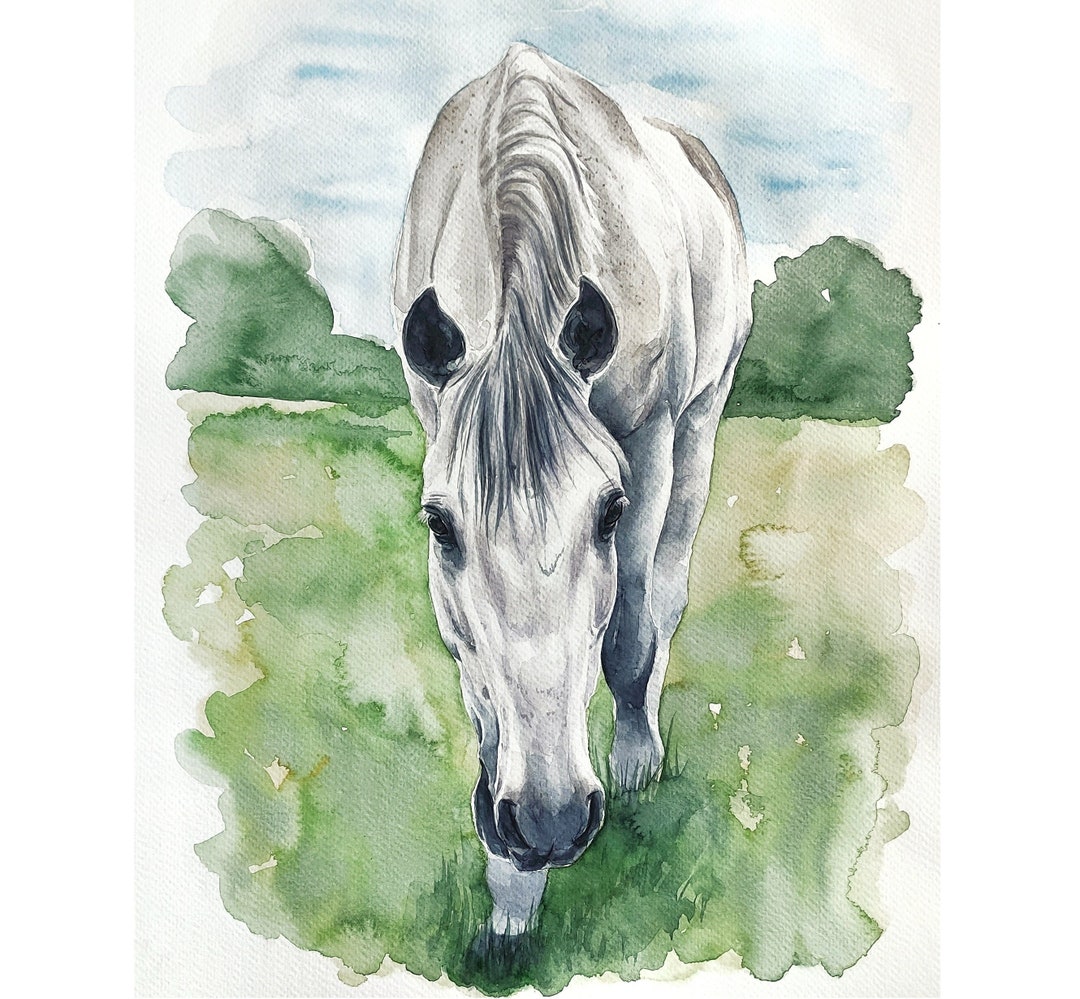 Custom Painted Horse Portrait From Photo Horse Memorial Gift Watercolor ...