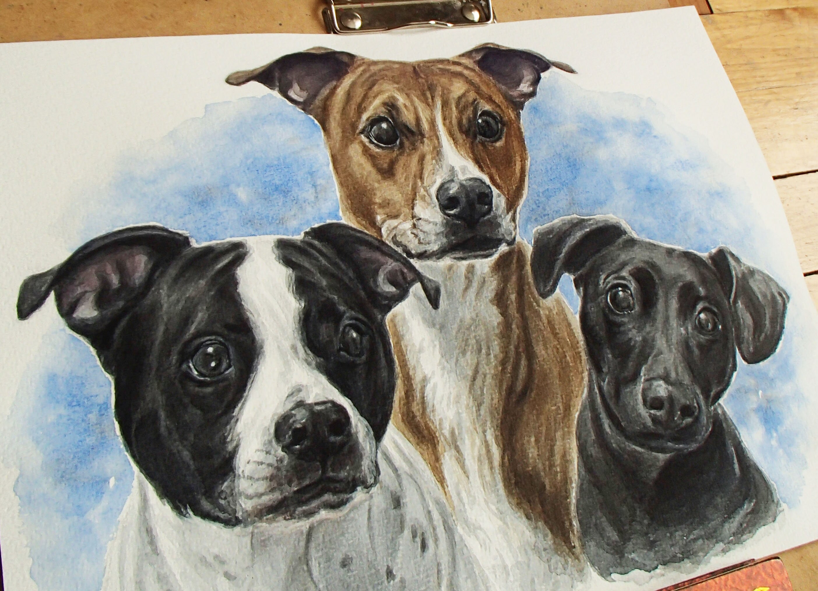 Custom Three Dogs Portrait From Photo Beagle Painting - Etsy UK