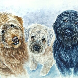 Custom Three Dogs Portrait From Photo Hand Painted Dog Owner Gift Dog ...
