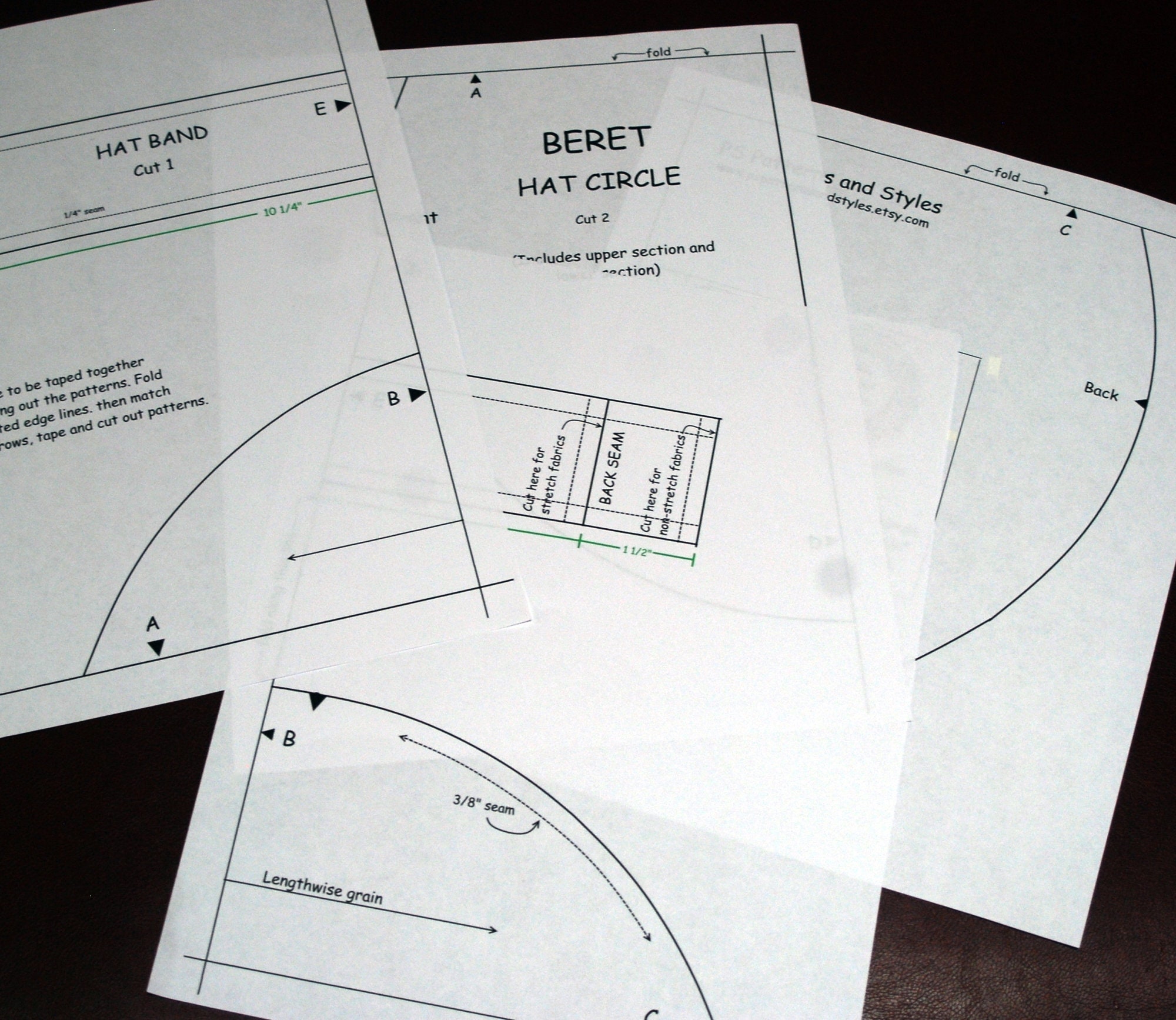 PDF PATTERN BERET, Tam, Hat Pattern, Beret Pattern, Tam Sewing Pattern ...