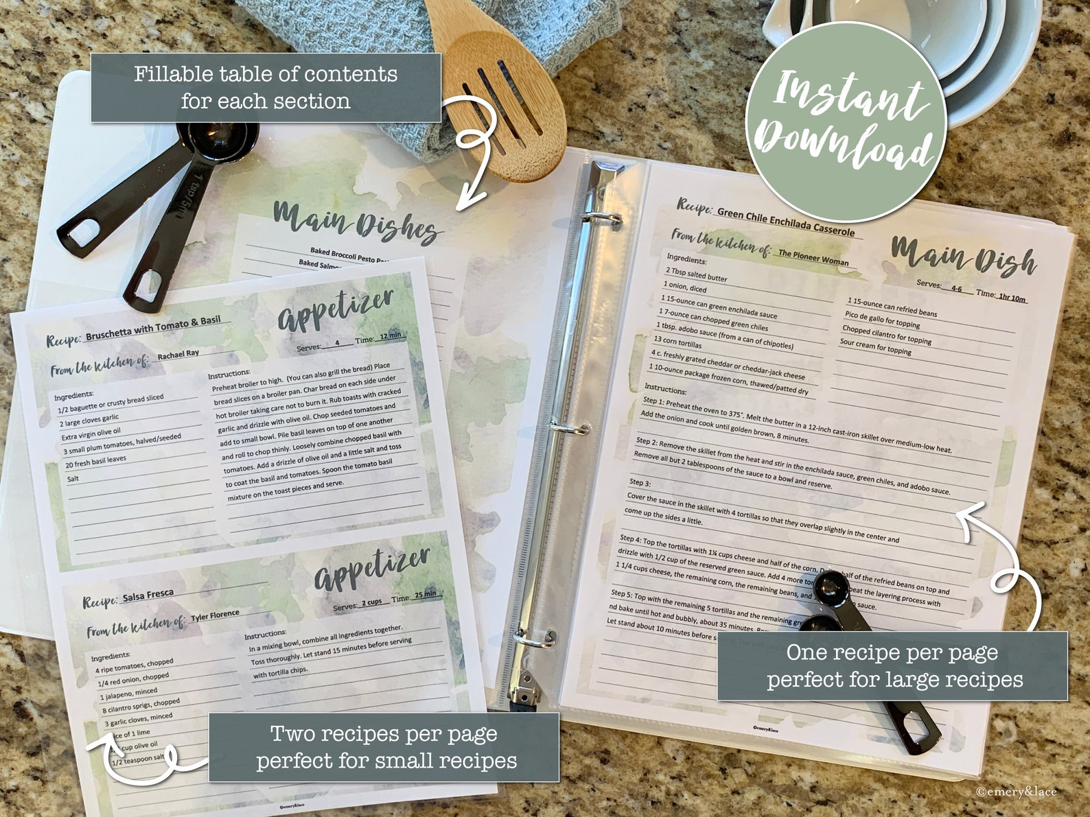 Printable Fillable Cookbook Recipe Binder PDF Template - Etsy