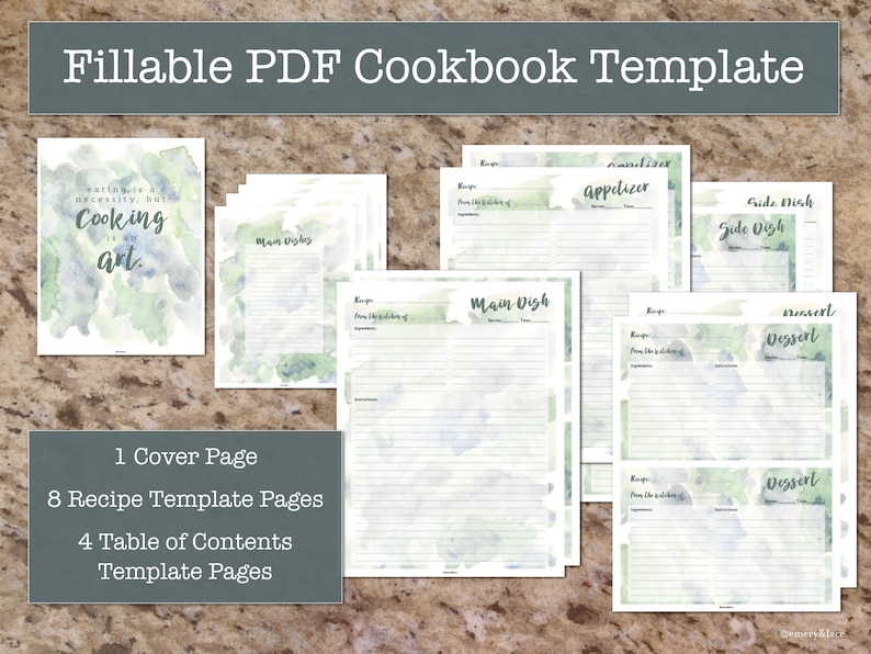 Printable Fillable Cookbook Recipe Binder PDF Template - Etsy