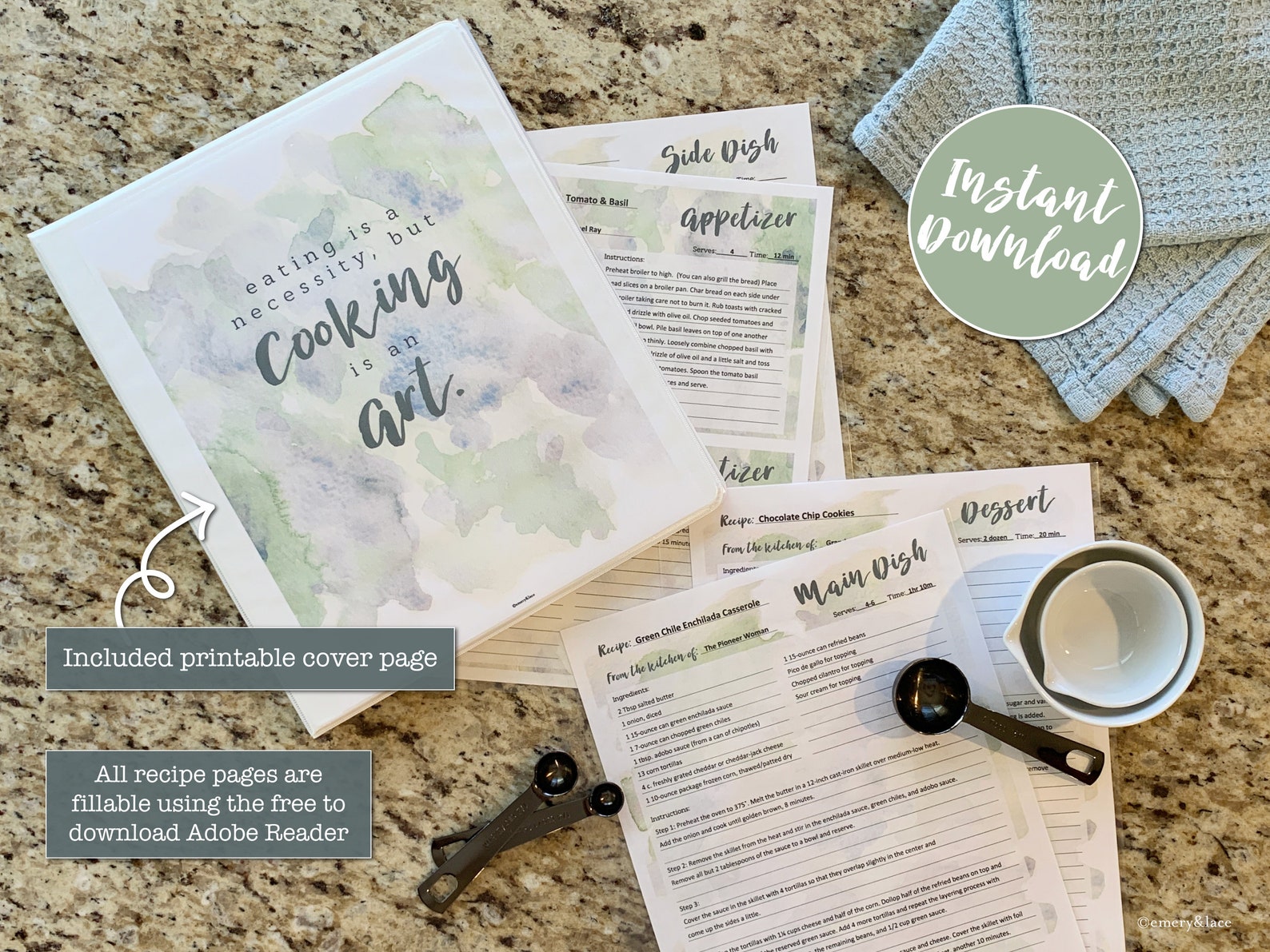 Printable Fillable Cookbook Recipe Binder PDF Template - Etsy