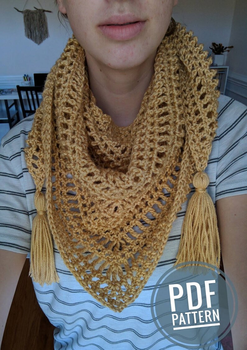 The Yarrow Triangle Scarf PATTERN, Crochet Scarf, PDF, Digital Download ...