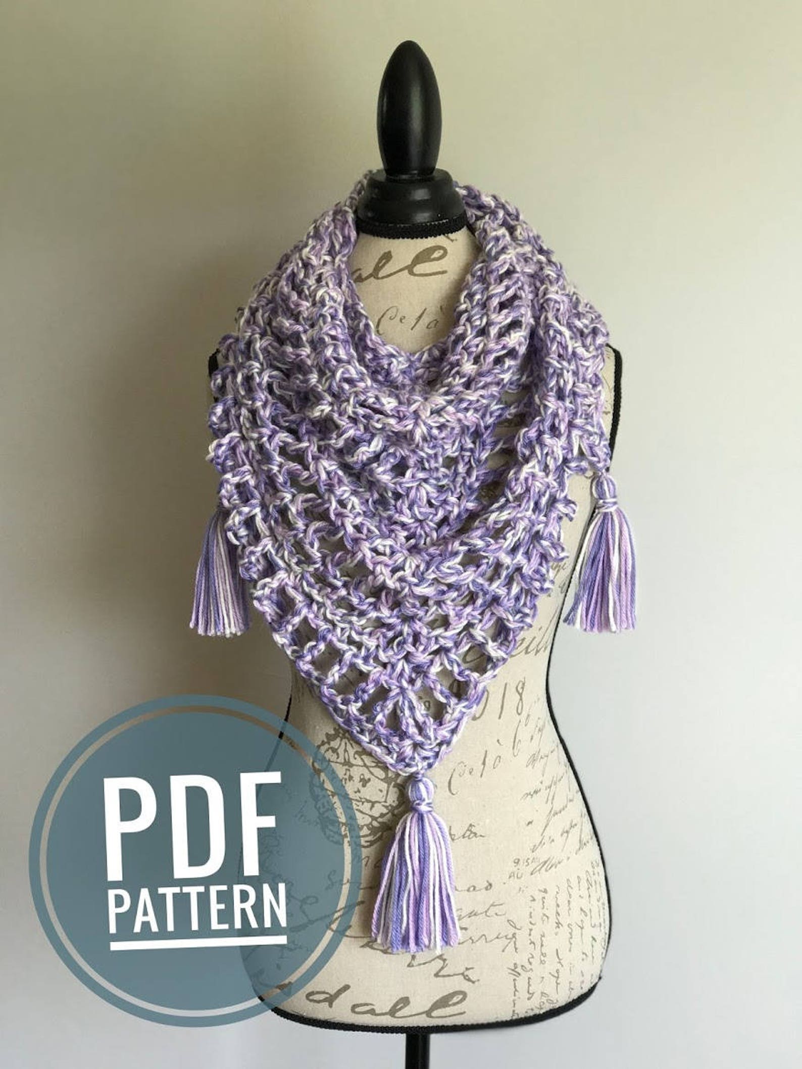 The Yarrow Triangle Scarf PATTERN, Crochet Scarf, PDF, Digital Download ...