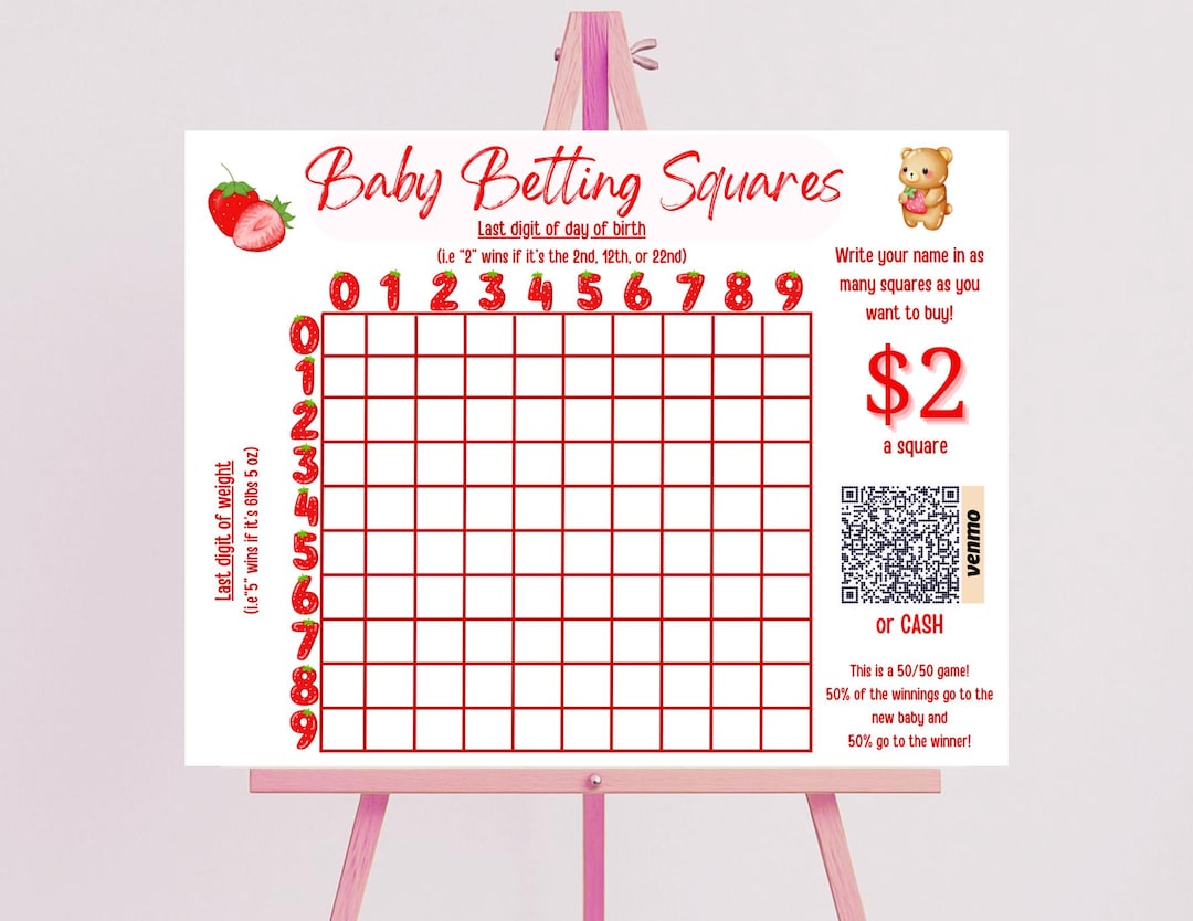 Berry Sweet Baby Shower Betting Squares - Etsy