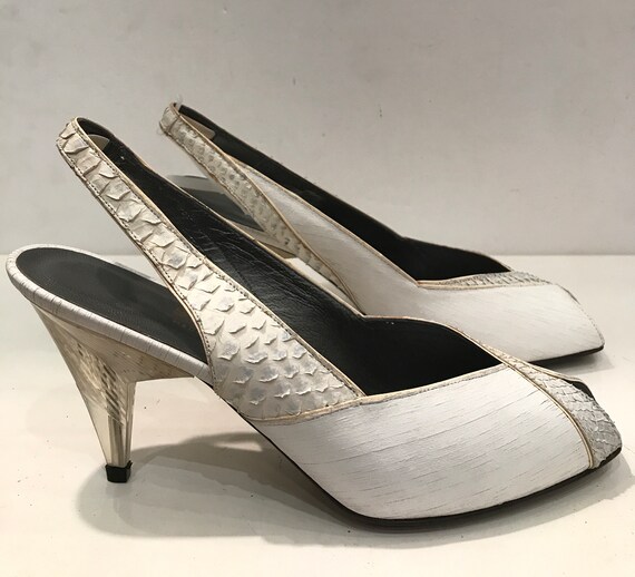 Vintage white python pumps /70s/Made in Italy/100% le… - Gem