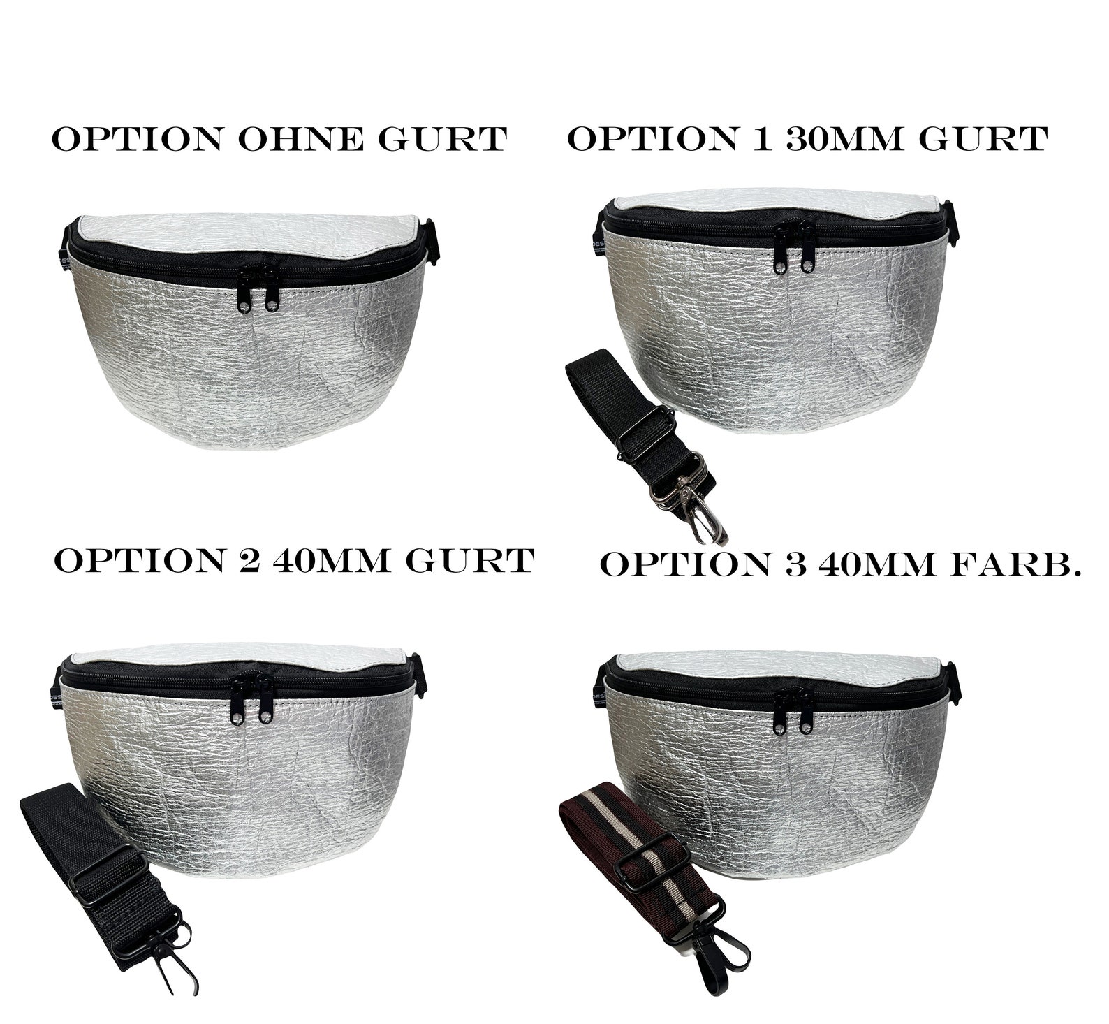 Large Handbag Belt Bag Xl Crossover Bag PINATEX® Gold or Silver BAG122 ...