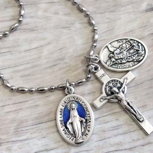 Protection From Evil Necklace Catholic Saint Pendant Necklace - Etsy