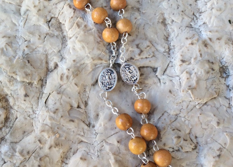 St Michael Chaplet Olive Wood Rosary Saint Michael Rosary - Etsy