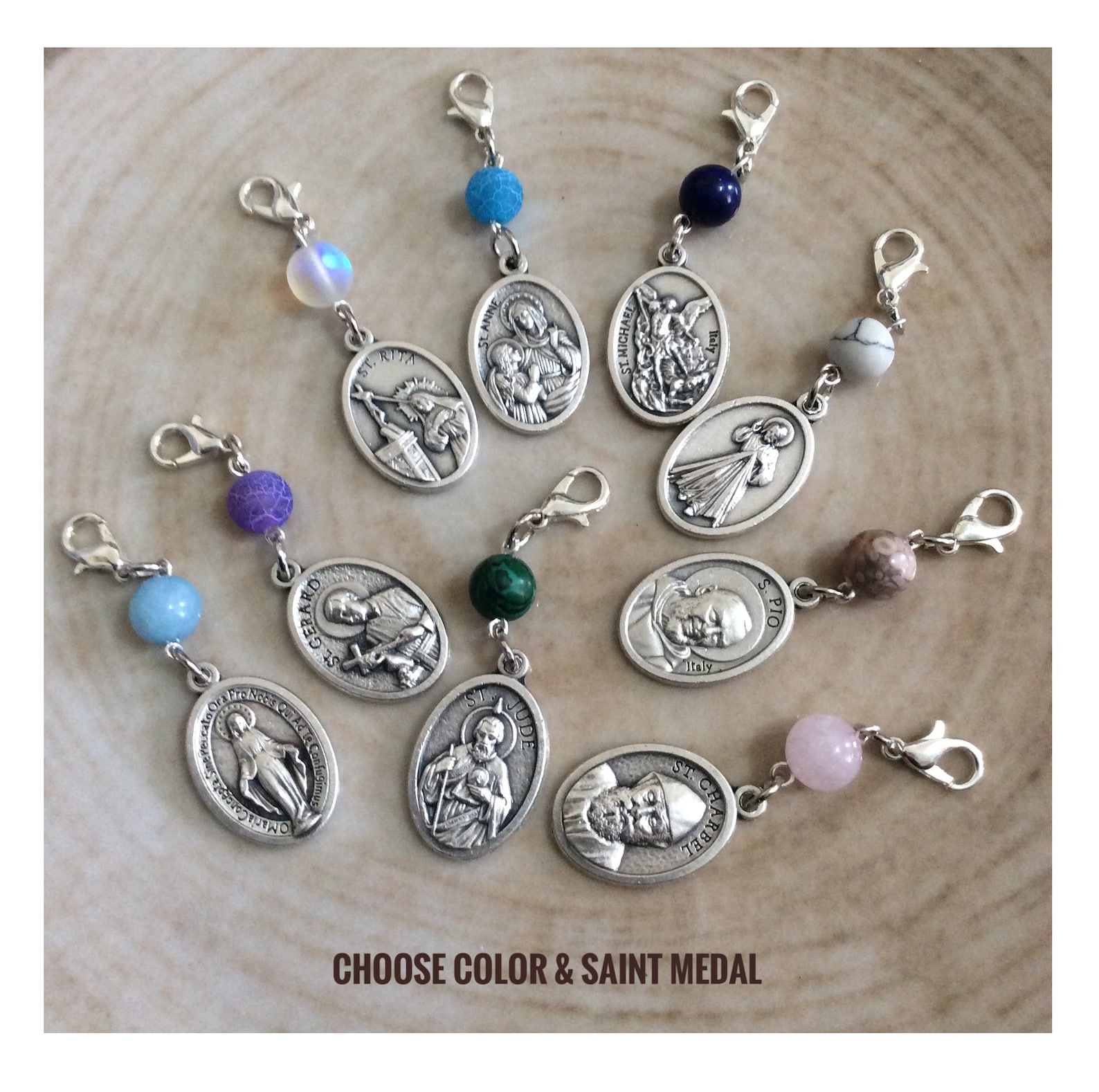 Rosary Marker Gemstone Catholic Medals Keychain Gadgets - Etsy