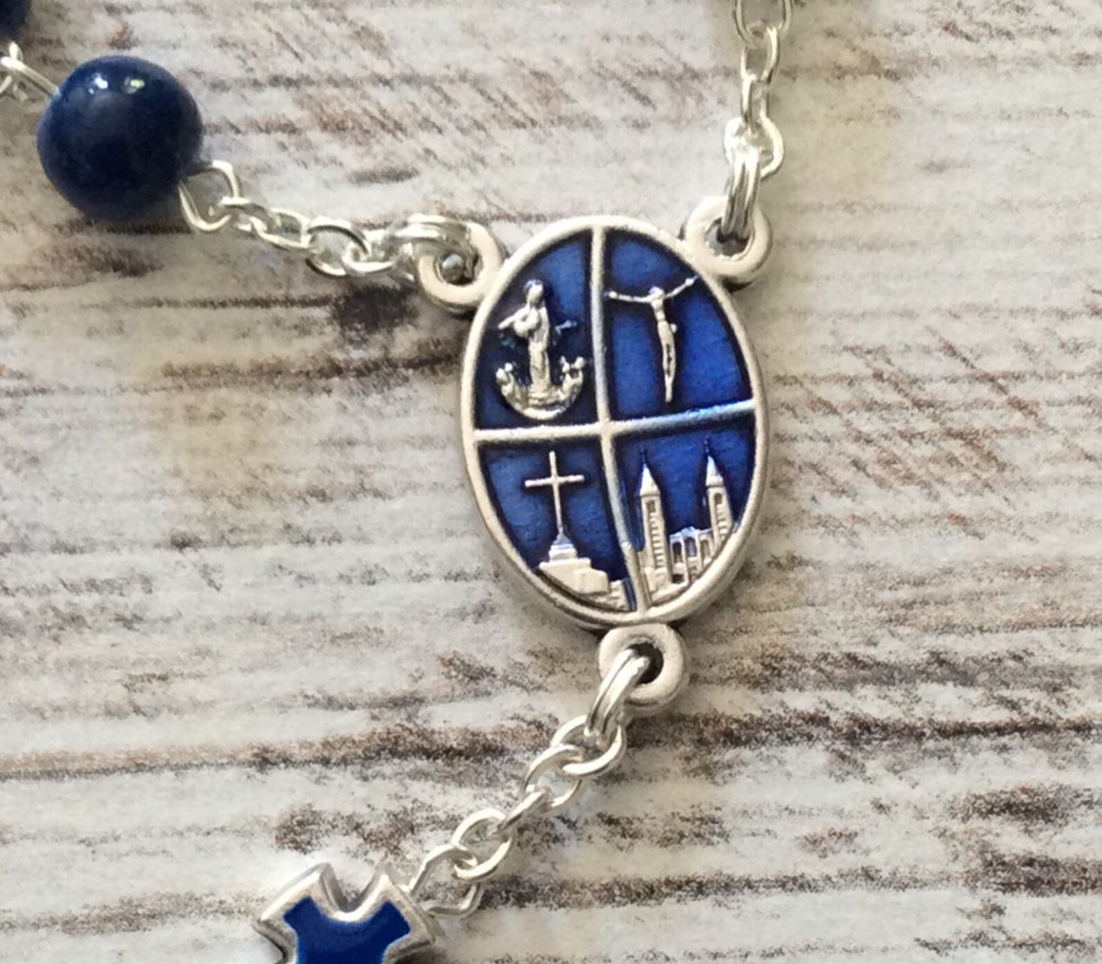 Blue Rosary Beads Catholic Rosary Blue Prayer Beads St - Etsy