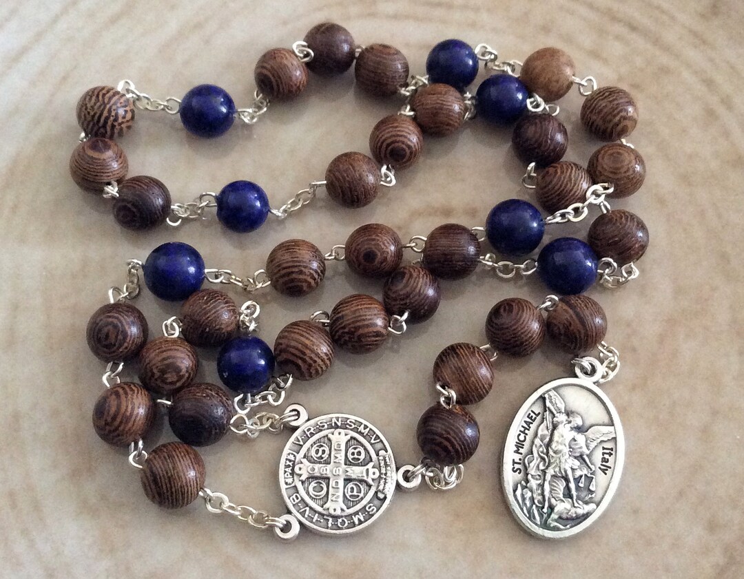 St Michael Chaplet / Saint Michael Rosary / Prayer Beads / Wooden Rosary / Gemstone Rosary ...