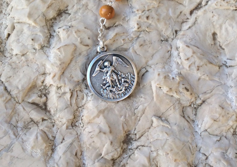 St Michael Chaplet Olive Wood Rosary Saint Michael Rosary - Etsy