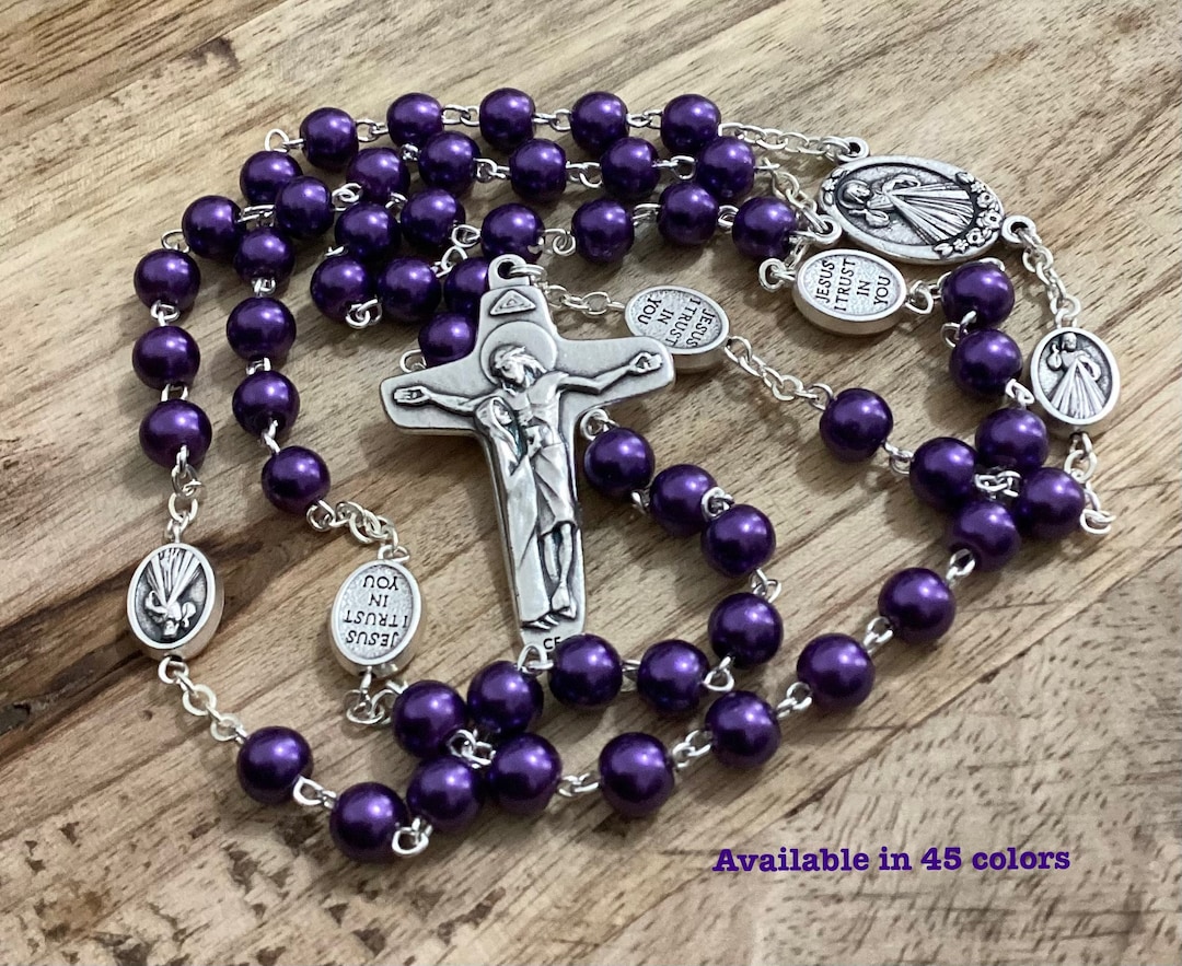 Catholic Purple Rosary Beads, Custom Rosary, Handmade Rosaries, Divine ...