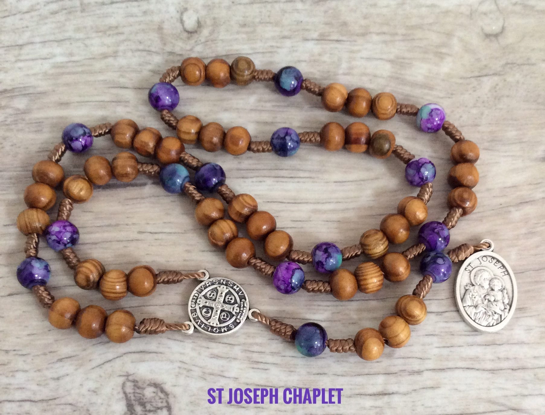 St Joseph Wood Bead Rosary Chaplet of St Joseph Saint of | Etsy