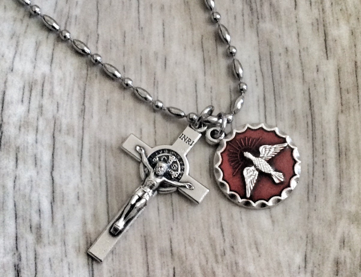 Holy Spirit Medal Necklace. Holy Spirit Necklace. Catholic - Etsy
