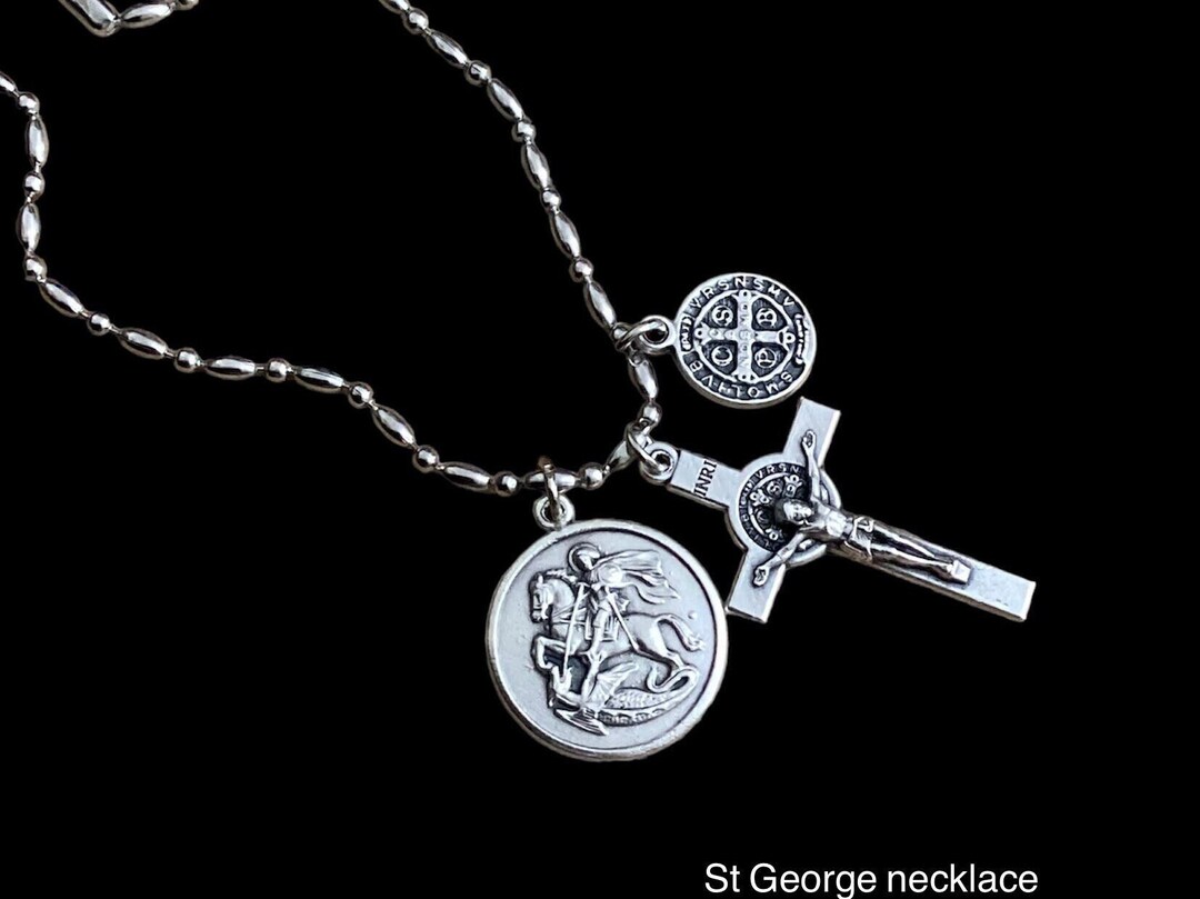 Saint George Necklace, Catholic Saint Necklace, St George Medal ...